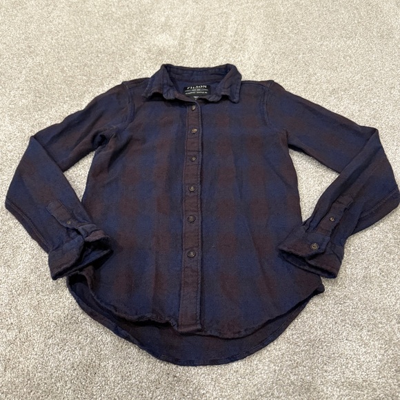 Filson | Tops | Filson Navy Blue Ombr Buffalo Plaid Cotton Wool Button ...